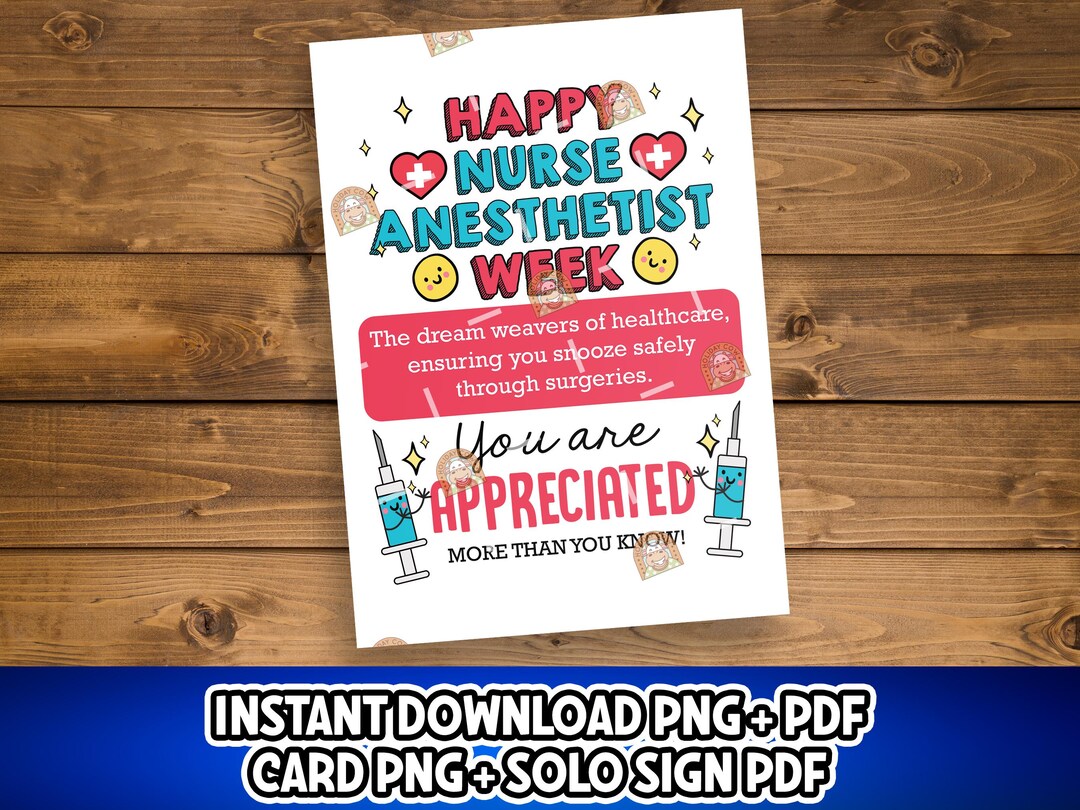 Printable Nurse Anesthetist Week Sign, Thank You Nurse Anesthetist Gift ...