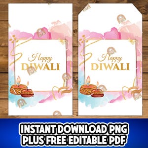 Diwali Tags Printable, Happy Diwali Gift Tag, Pastel Watercolor Diwali ...