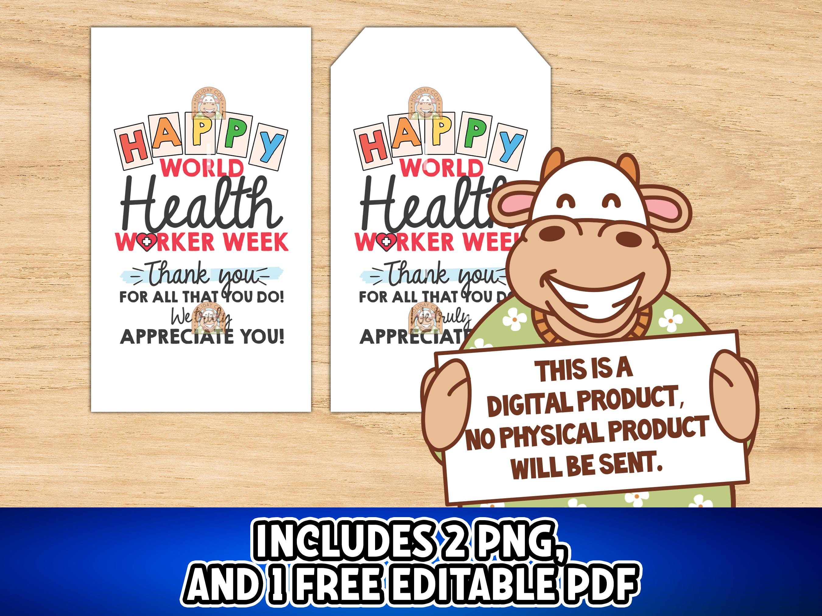 World Health Worker Week Tag Printable, Thank You Health Worker Tag ...
