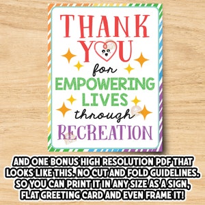 Recreational Therapists Card Printable, National Therapeutic Recreation ...