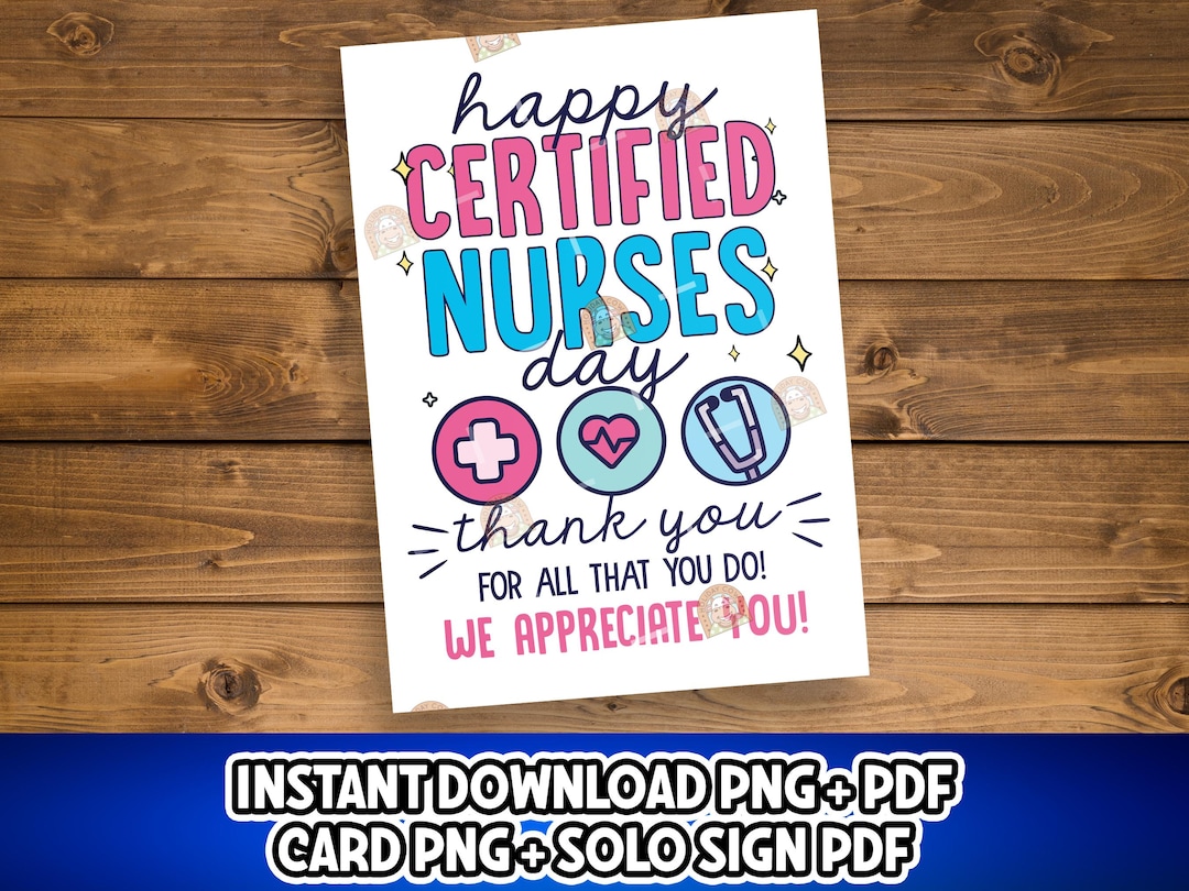 Certified Nurses Day Card Printable, Certified Nurse Gift, Certified ...