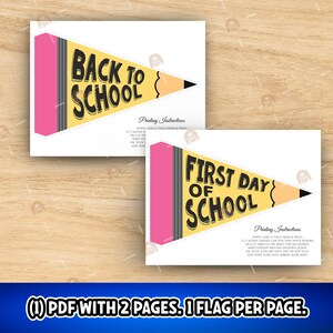 Printable First Day of School Pennant Flags, Back to School Flag ...