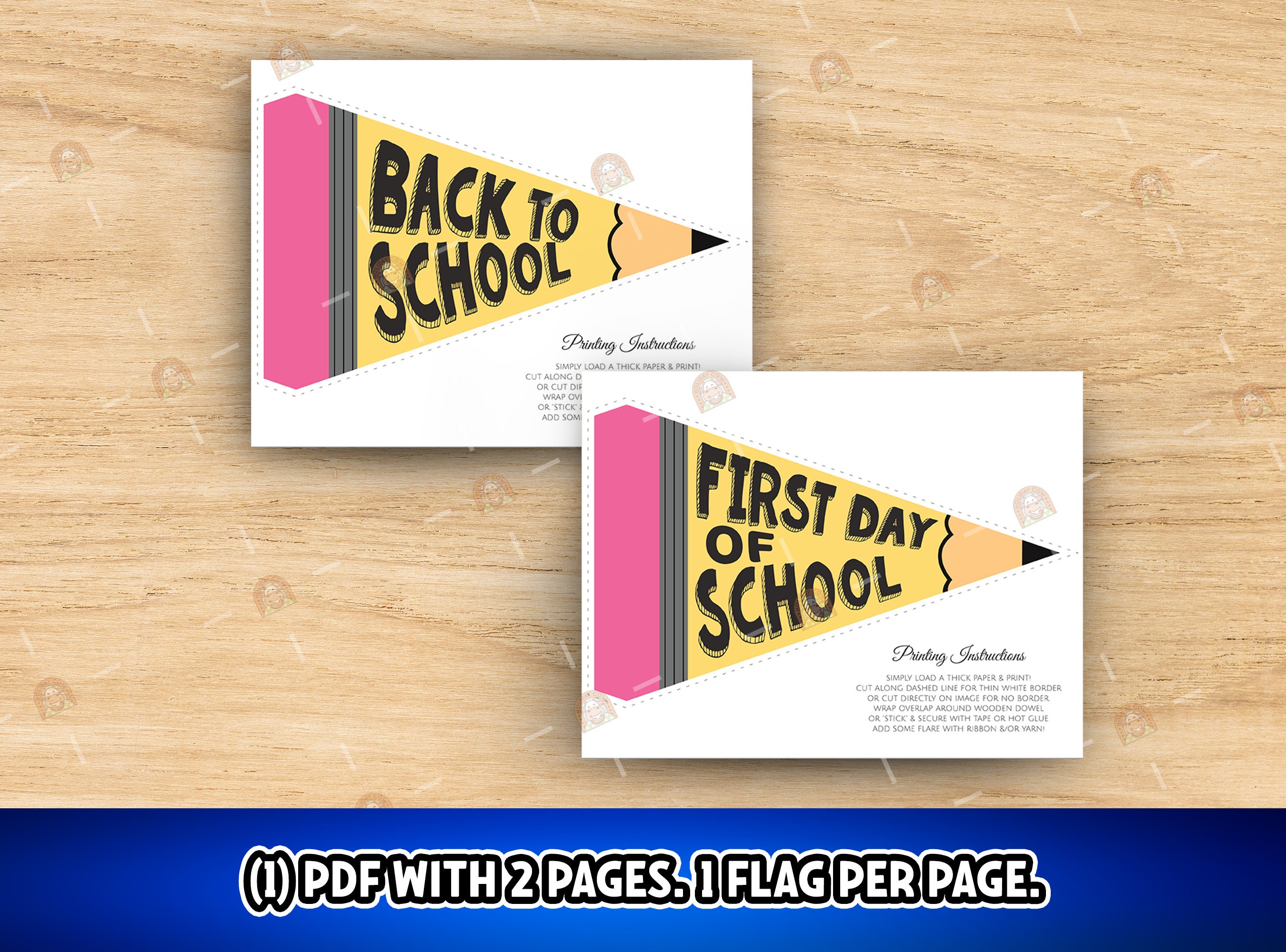 Printable First Day of School Pennant Flags, Back to School Flag ...