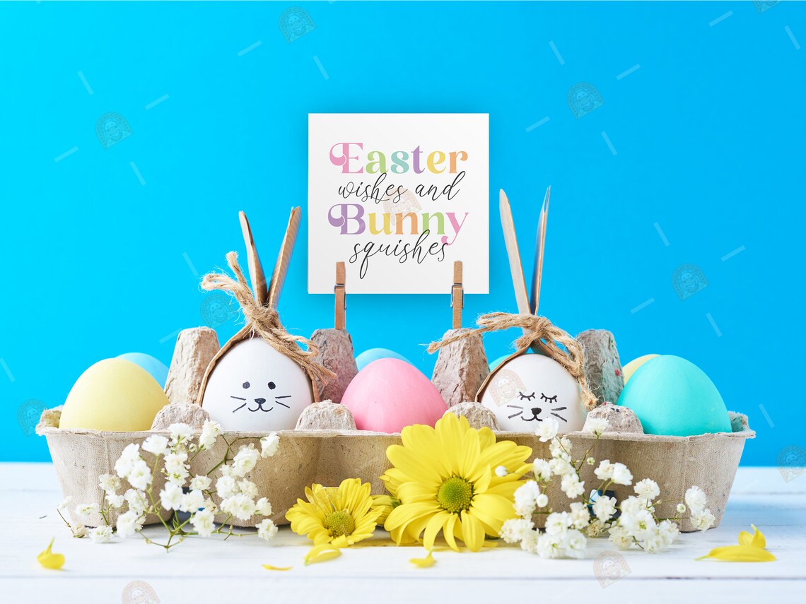 Easter Wishes and Bunny Squishes, Minimalist Easter Tag Printable ...