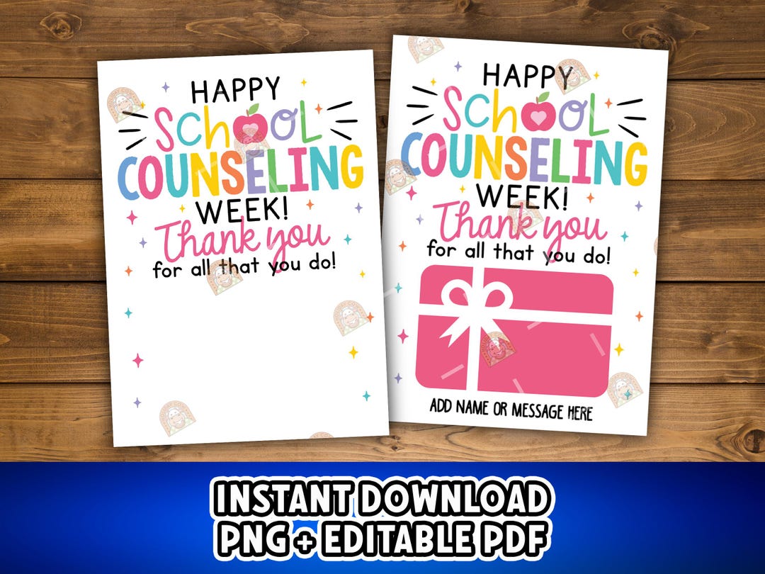 School Counseling Week Gift Card Holder, Printable School Counselor ...