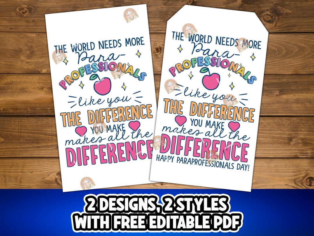 Paraprofessional Gift Tag Printable, Paraprofessional Tag, Para ...