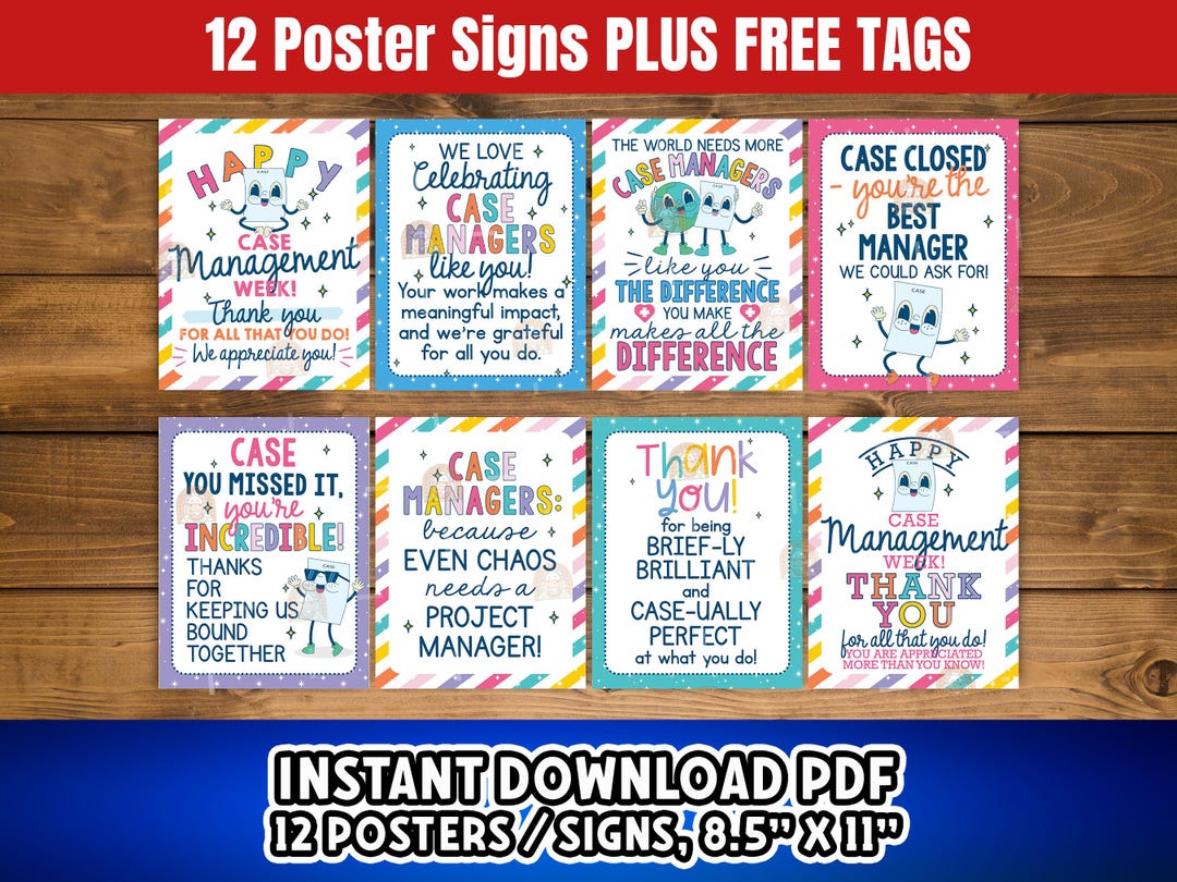Case Management Week Signs Printable, Case Manager Gift, Thank You Case ...
