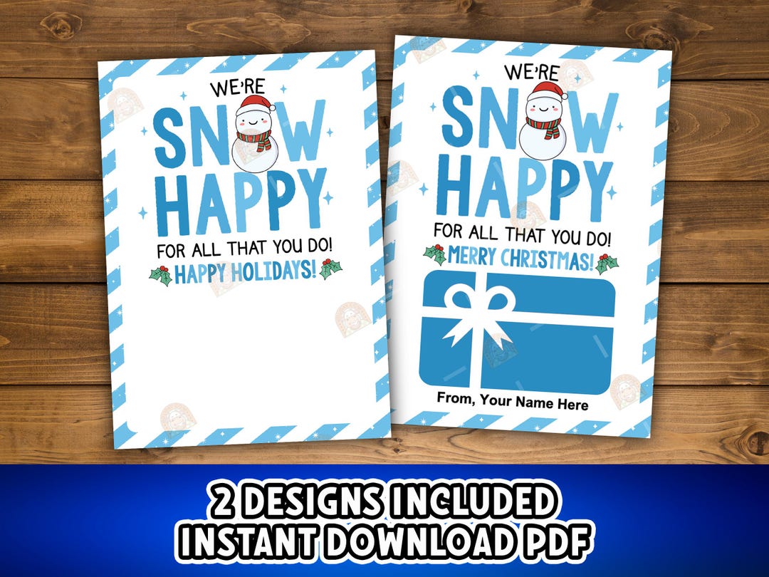 Printable Christmas Gift Card Holder for Teachers, Snow Happy for All ...