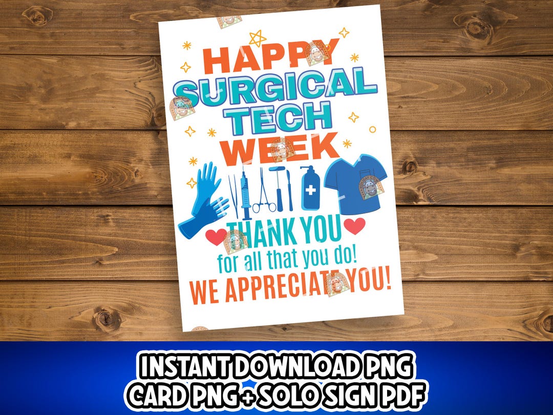 Surgical Tech Week Card Printable, Surgical Tech Appreciation Gift ...
