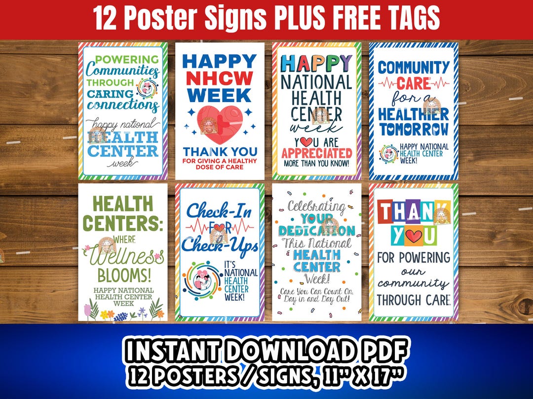 National Health Center Week Signs Printable Bundle, NHCW Week Poster ...