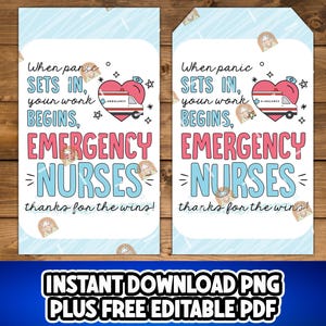 ER Nurse Week Tag Printable, ER Nurse Gift Tag, Thank You Er Nurses Day ...