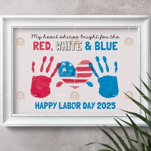 Labor Day Handprint Craft, Printable USA Labor Day Handprint Art Craft ...