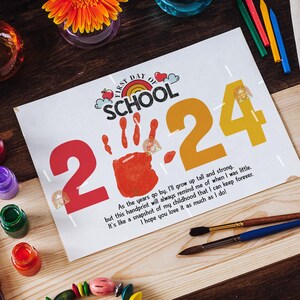 First Day of School Handprint Craft Printable, Back to School Handprint ...