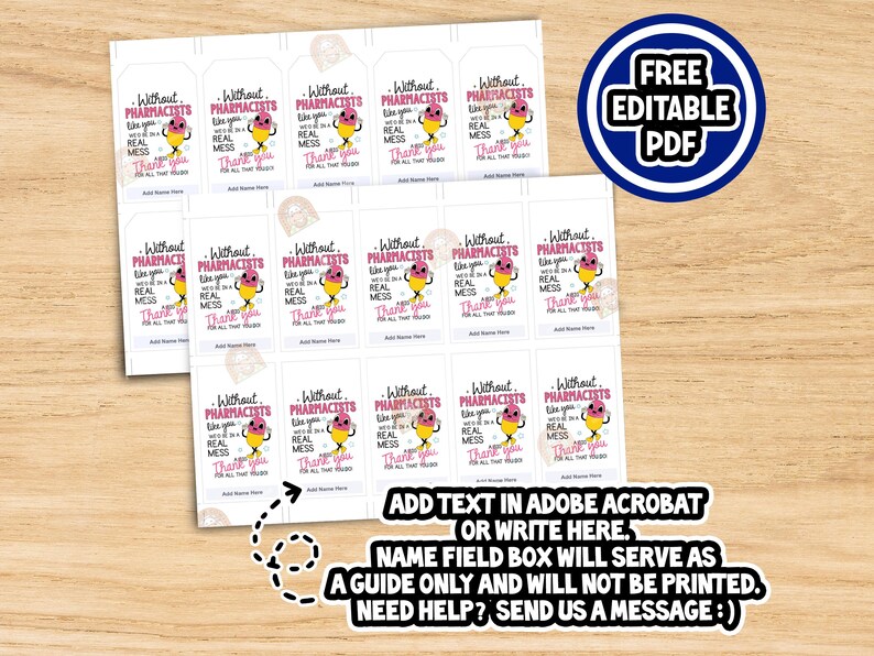 Pharmacist Gift Tag Printable, World Pharmacists Day Tag for Pharmacist ...