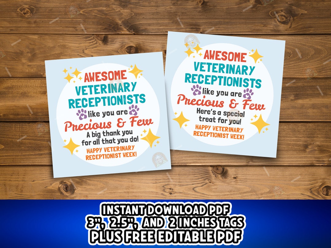 Veterinary Receptionist Week Gift Tag, Printable Veterinary ...