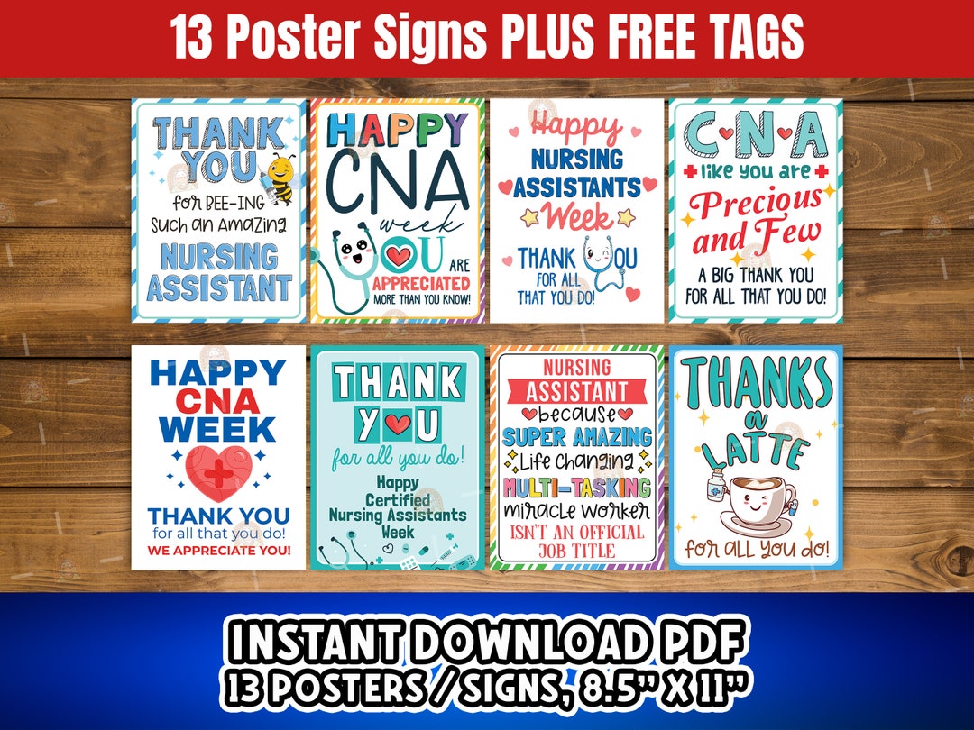 CNA Week Signs Printable Bundle, Certified Nursing Assistant Gifts, CNA ...