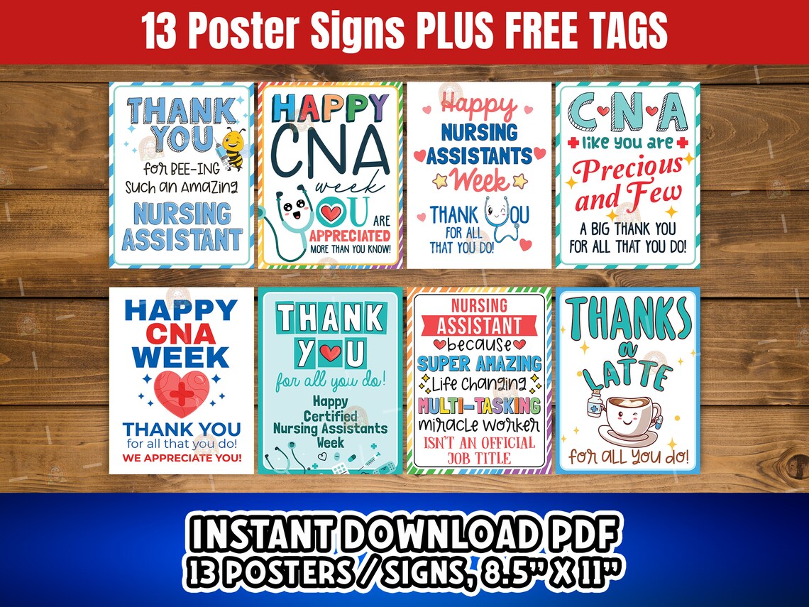 CNA Week Signs Printable Bundle, Certified Nursing Assistant Gifts, CNA Appreciation Poster, CNA ...