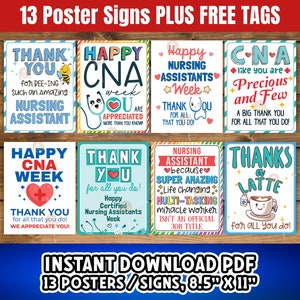 CNA Week Signs Printable Bundle, Certified Nursing Assistant Gifts, CNA ...