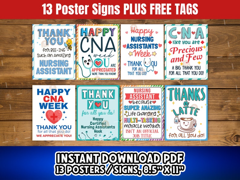 CNA Week Signs Printable Bundle, Certified Nursing Assistant Gifts, CNA ...