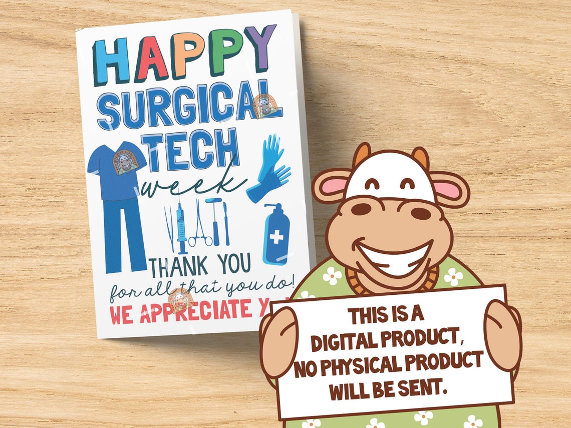 Surgical Tech Week Gift Printable, Surgical Tech Appreciation Card, Thank You Surg Tech Gift ...