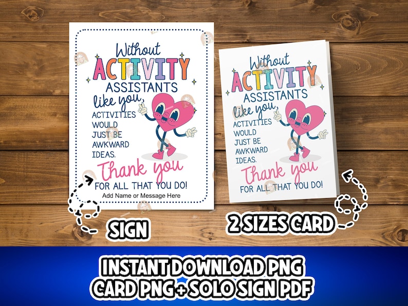 Activity Assistants Gift, Printable Activity Professionals Week , Thank ...