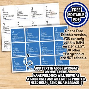 Sysadmin Gift Tags, System Administrator Day Tag Printable, System ...