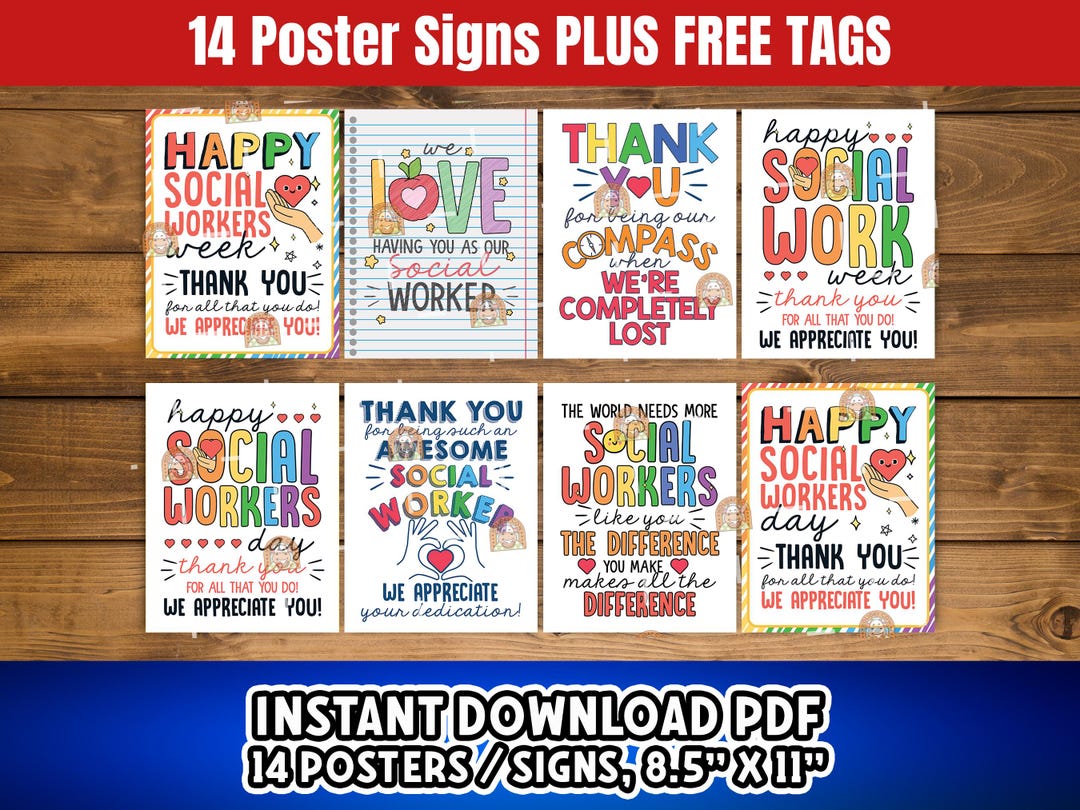 Social Workers Week Signs Printable, Social Workers Day Posters, Social ...