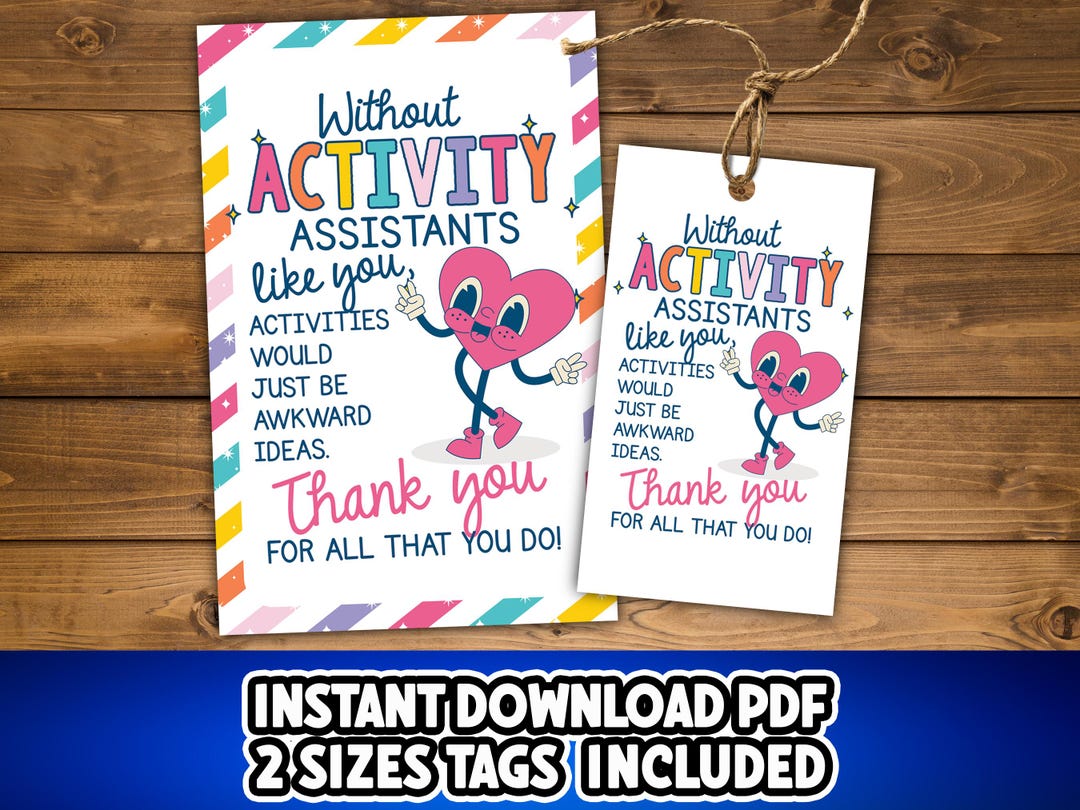 Activity Assistants Gift Tag, Printable Activity Professionals Week ...