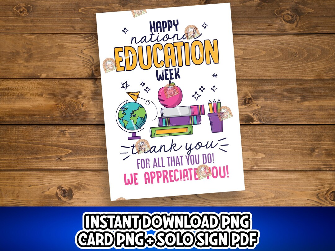 National Education Week Card Printable, Teacher Thank You Card ...