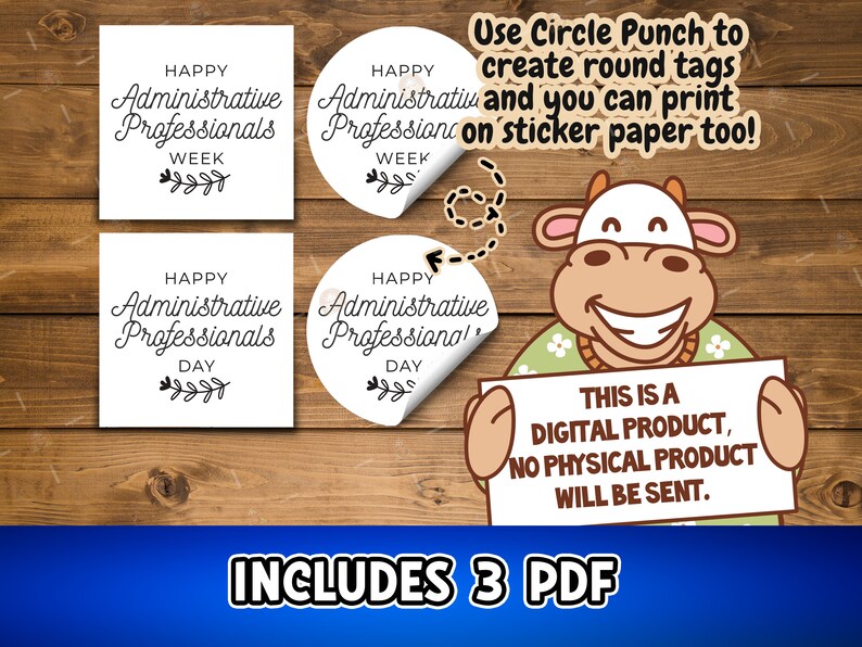 Administrative Professionals Day Tag Printable, Elegant Administrative ...