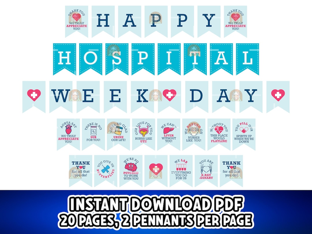 Hospital Week Banner Printable, Funny Hospital Week Decor, Hospital Day ...