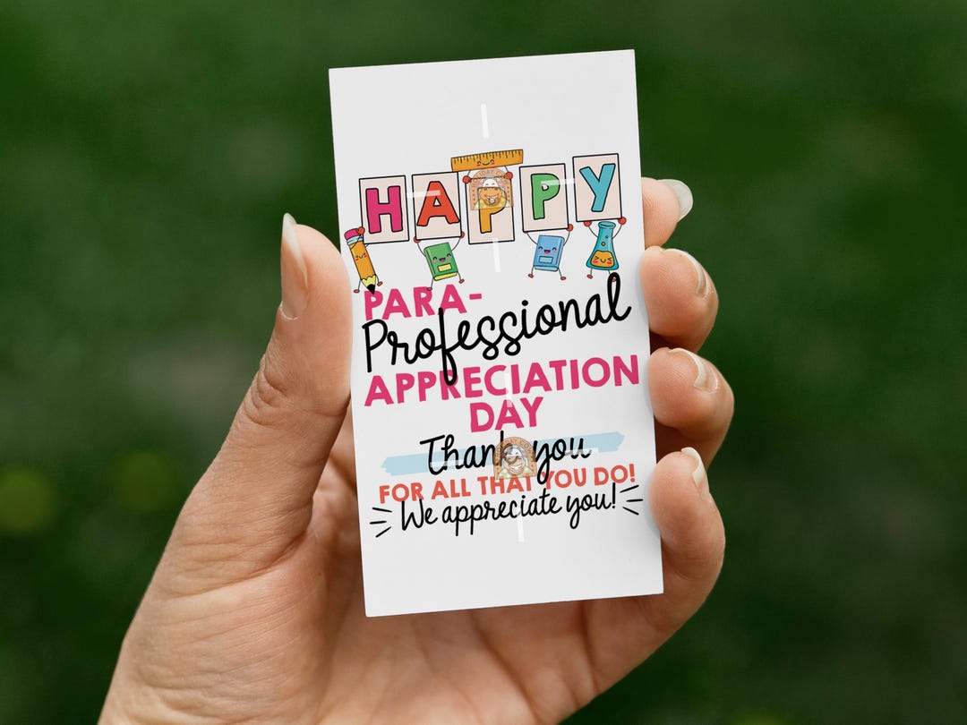 Paraprofessional Day Gift Tag Printable, Para Professional Day Tag ...