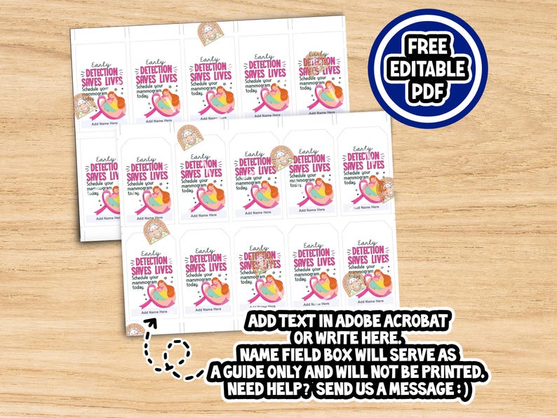 National Mammography Day Tag Printable, Thank You Mammogram Awareness ...