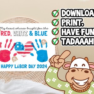 Labor Day Handprint Craft, Printable USA Labor Day Handprint Art Craft ...