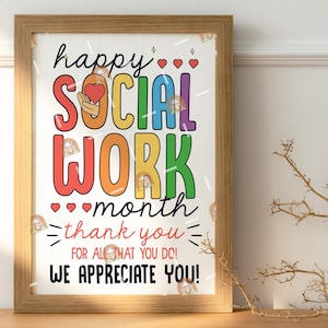 Printable Social Work Month Gift, Thank a Social Worker Card, Happy ...