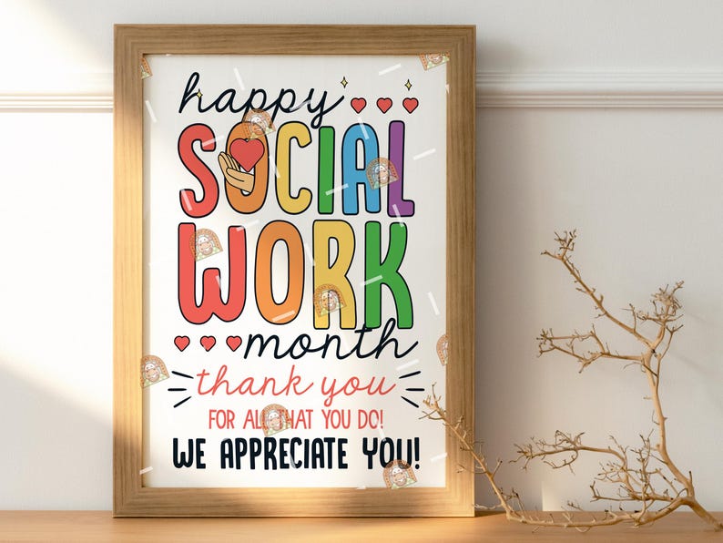 Printable Social Work Month Gift, Thank a Social Worker Card, Happy ...