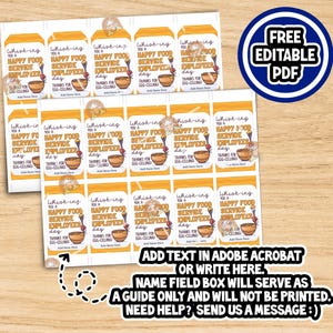 Food Service Worker Appreciation Gift Tag Printable, National Food ...