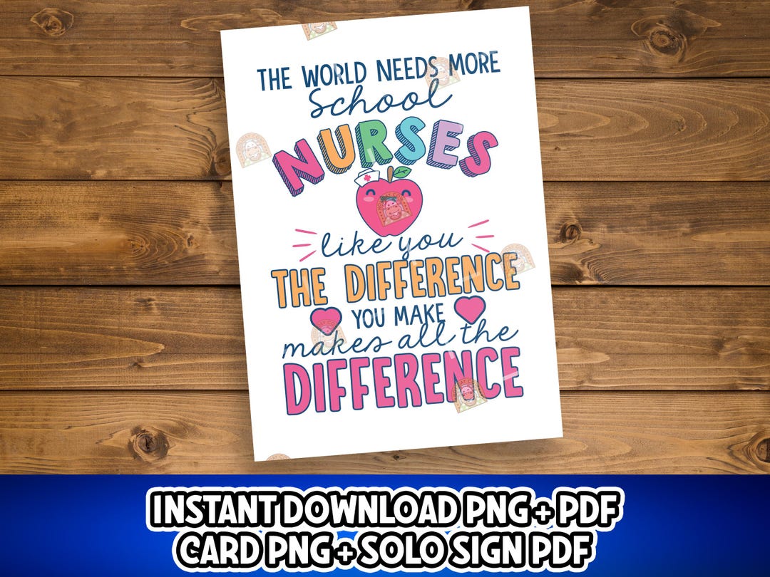 School Nurse Gift, Printable School Nurse Day Card, School Nurse Day ...
