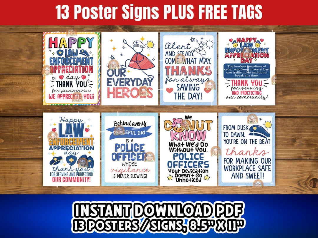 Law Enforcement Appreciation Day Signs Printable, LEAD Signs, Law ...