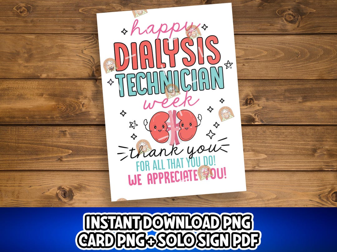 Dialysis Tech Week Printable Card, Dialysis Tech Gift, Dialysis ...