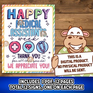 Medical Assistant Week Signs Printable, Medical Assistant Gift, Happy ...