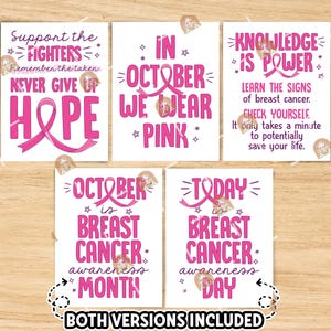 Breast Cancer Awareness Month Sign Printable, Breast Cancer Support ...