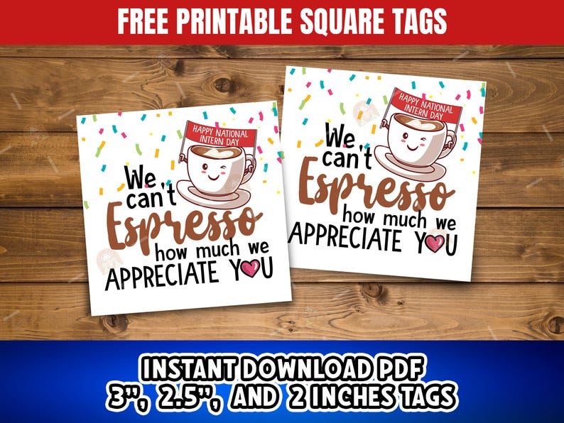 Intern Signs Bundle, Printable Happy Intern Day Poster, Intern Thank ...