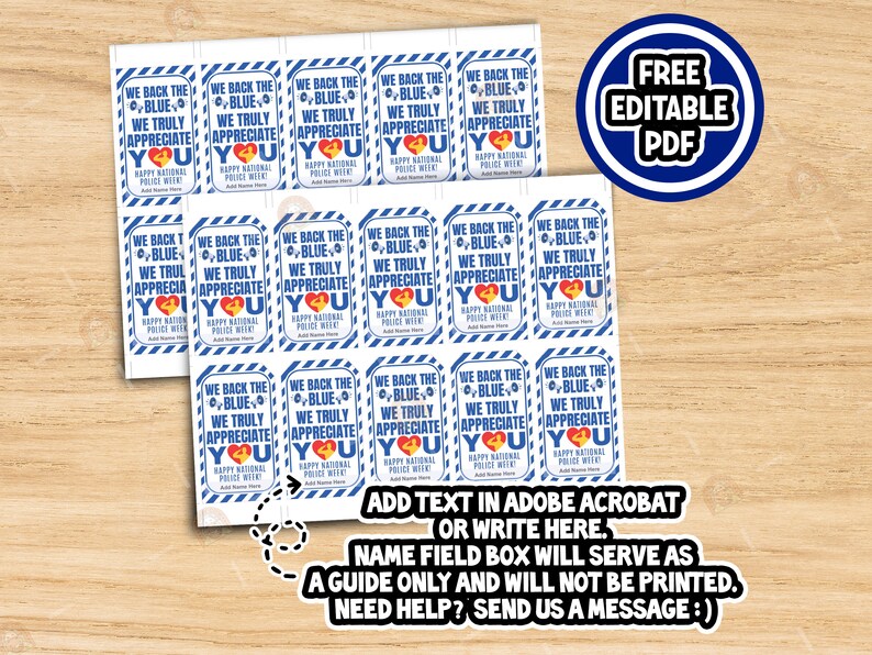 Police Week Tags Printable, National Police Officers Week Gift Tag ...
