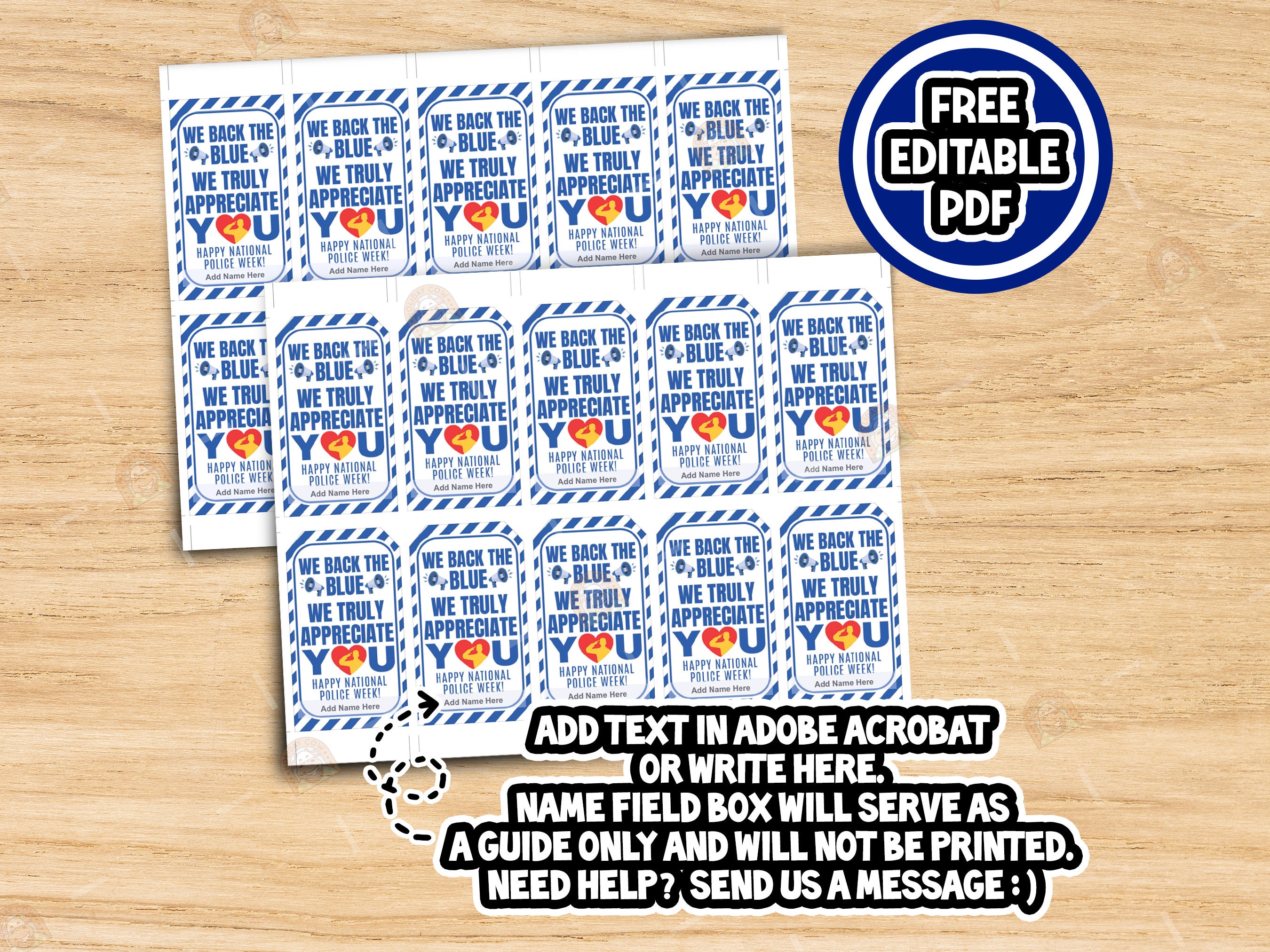 Police Week Tags Printable, National Police Officers Week Gift Tag ...
