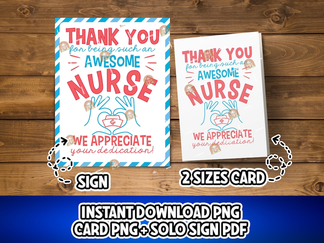Printable Nurse Appreciation Card for Nurses, Nurse Gift, School Nurse ...
