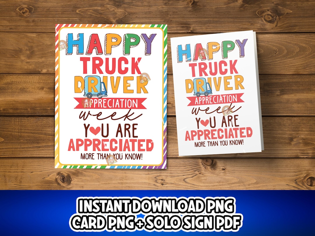 Truck Driver Appreciation Week Card Printable, Truck Driver ...