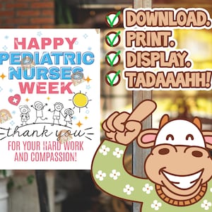 Pediatric Nurses Week Sign Printable, Thank You Pediatric Nurse Gift ...