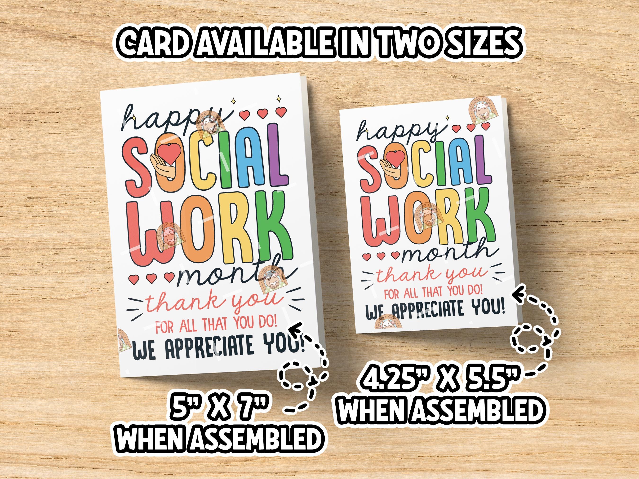 Printable Social Work Month Gift, Thank a Social Worker Card, Happy ...