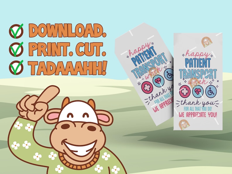 Patient Transport Week Tags Printable, Thank You Patient Transporter ...